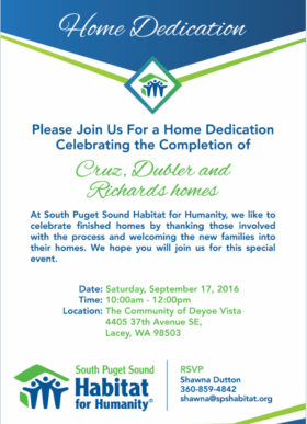 Please Join Us for a Home Dedication Celebration | Habitat for Humanity ...